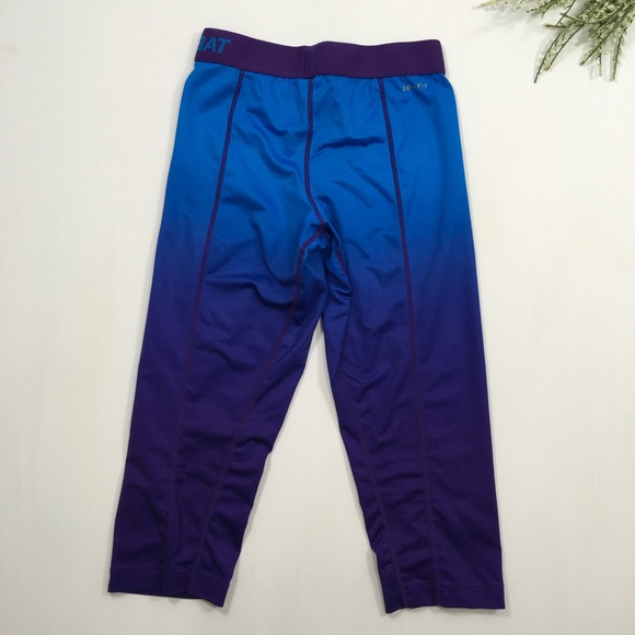 Nike | Pants & Jumpsuits | Nike Pro Combat Blue Purple Drifit Capri ...